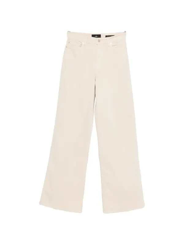 7 For All Mankind Lotta Wide Leg Denim Jeans - Beige