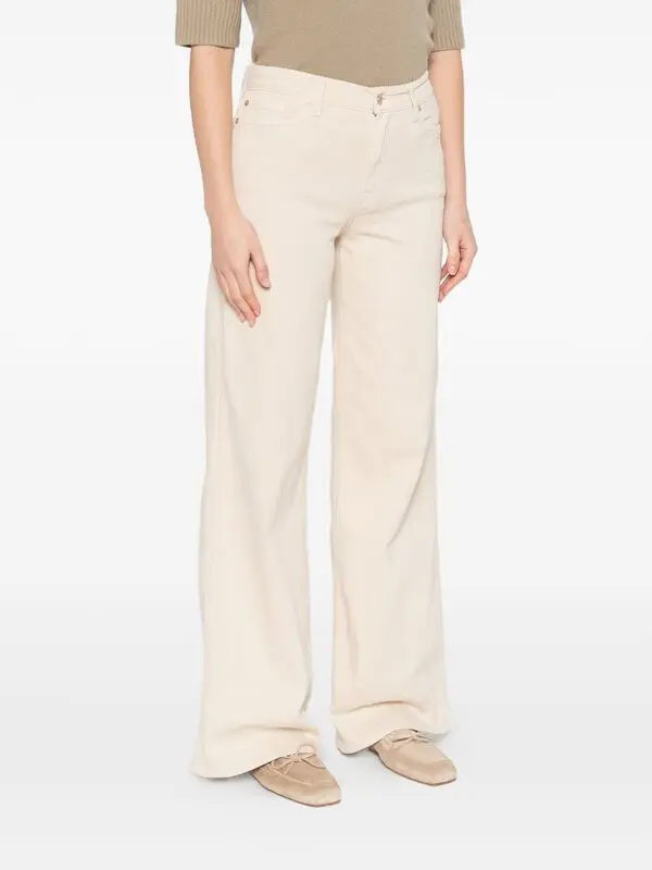 7 For All Mankind Lotta Wide Leg Denim Jeans - Beige