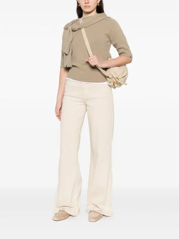 7 For All Mankind Lotta Wide Leg Denim Jeans - Beige