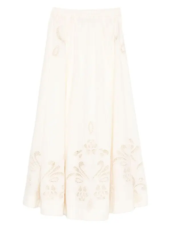 FORTE_FORTE Embroidered Cotton Skirt - White