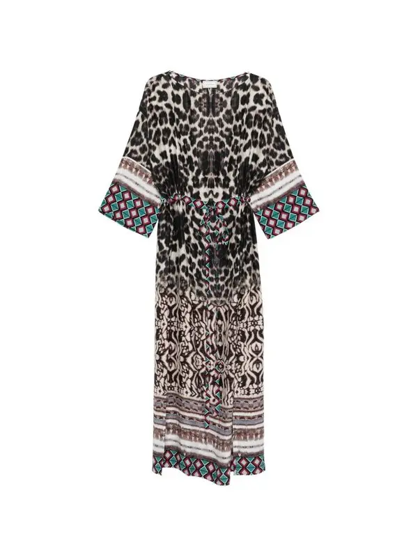 PIERRE-LOUIS MASCIA Printed Silk Maxi Dress - Beige