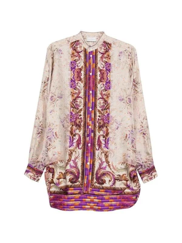 PIERRE-LOUIS MASCIA Printed Silk Shirt - Pink