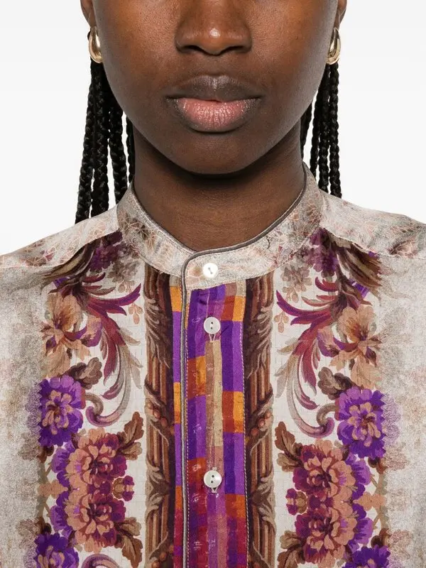 PIERRE-LOUIS MASCIA Printed Silk Shirt - Pink