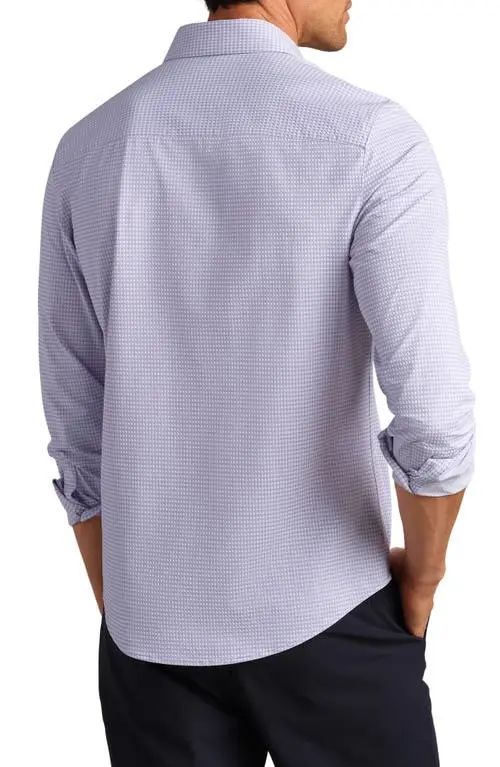 RHONE Commuter Slim Fit Performance Button-up Shirt - Lilac Rain Gingham