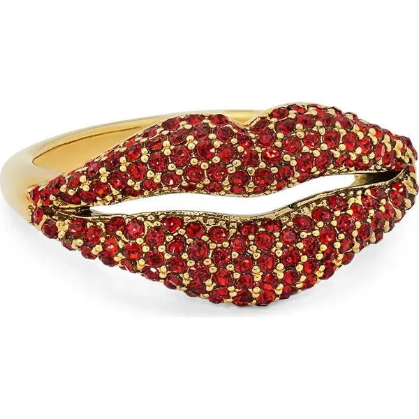 Kate Spade New York Pavé Lip Statement Ring - Red