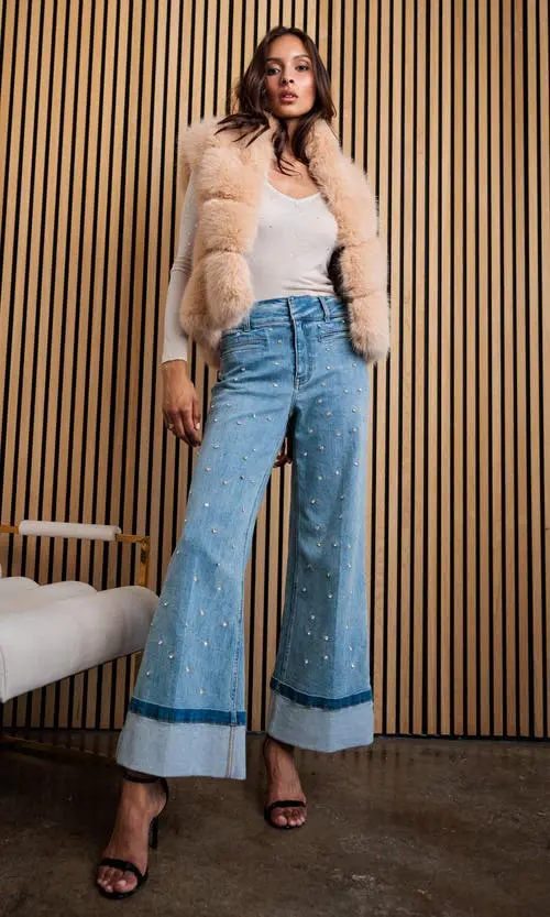 Generation Love Rosario Faux Fur Vest - Beige