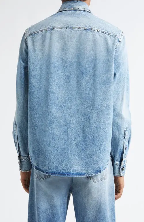Versace Medusa Studded Denim Button-up Shirts