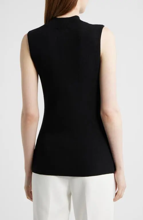 TAHARI ASL Sleeveless Mock Neck Sweater - Black