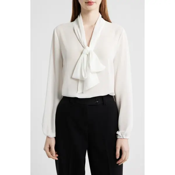 TAHARI ASL Tie Neck Blouse