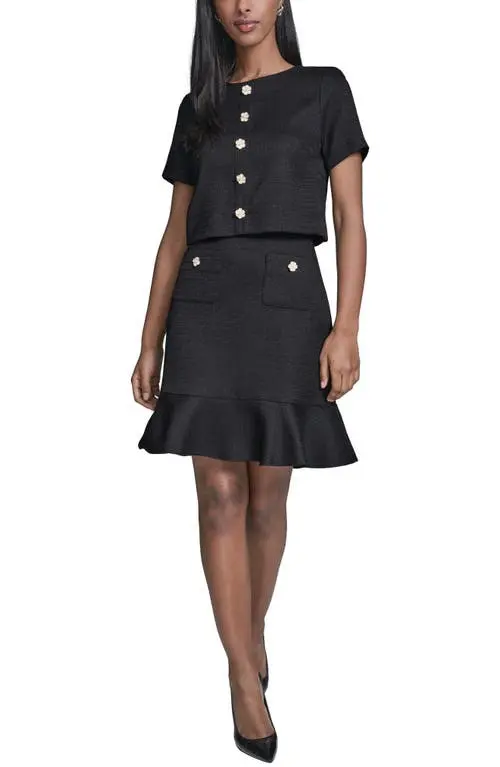 Karl Lagerfeld Ruffle Hem Popover Dress - Black