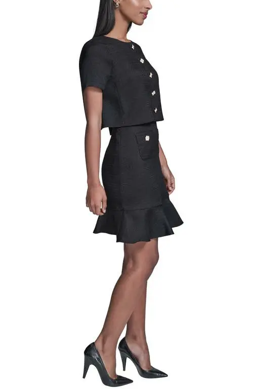 Karl Lagerfeld Ruffle Hem Popover Dress - Black