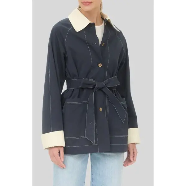 ZOE AND CLAIRE Tie Waist Trench Coat