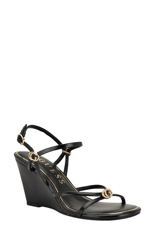 Guess Strappy Slingback Wedge Sandal - Black