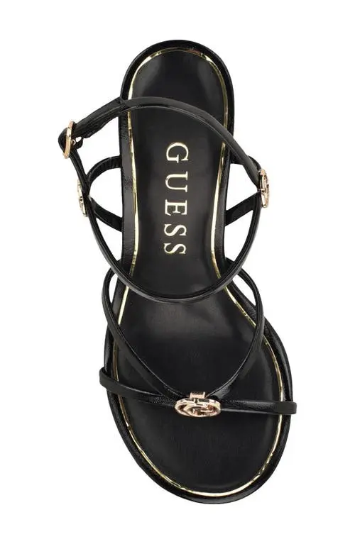 Guess Strappy Slingback Wedge Sandal - Black