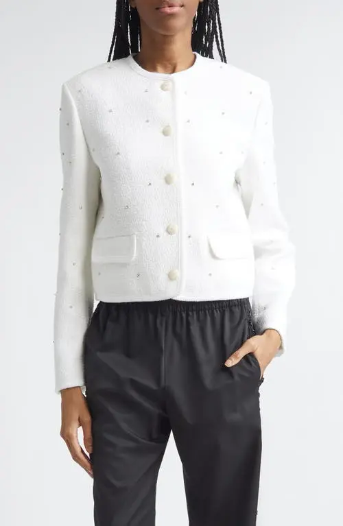 GOLDEN GOOSE Rhinestone Bouclé Boxy Jacket - Off-white