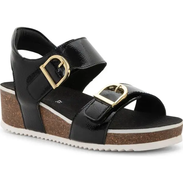ARA Nova Slingback Platform Wedge Sandal - Black