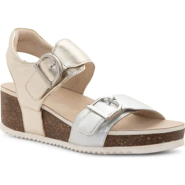 ARA Nova Slingback Platform Wedge Sandal - Silver/platinum