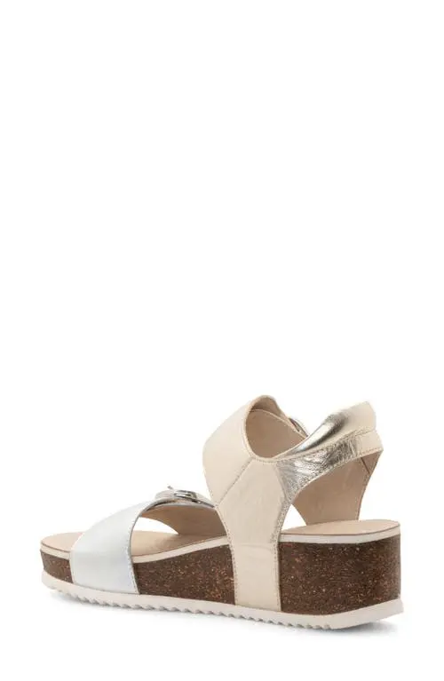 ARA Nova Slingback Platform Wedge Sandal - Silver/platinum
