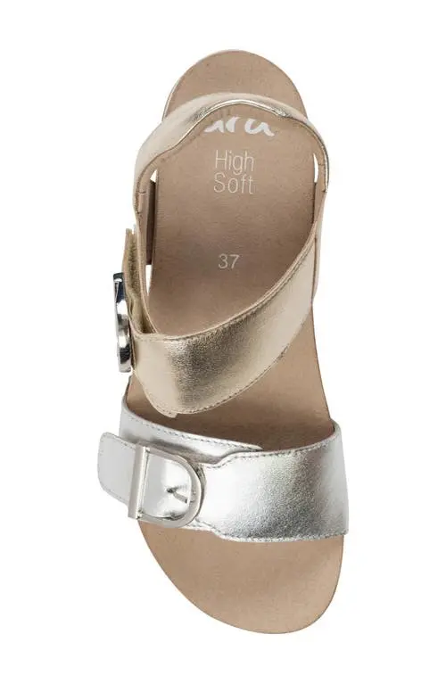 ARA Nova Slingback Platform Wedge Sandal - Silver/platinum