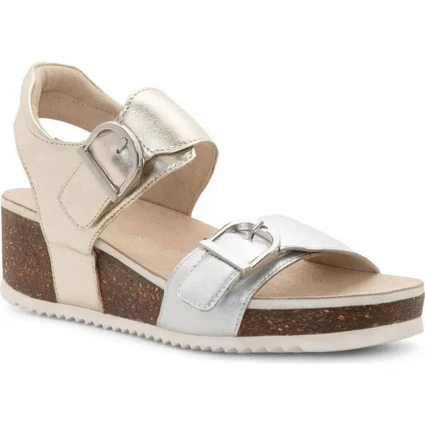 ARA Nova Slingback Platform Wedge Sandal - Silver/platinum
