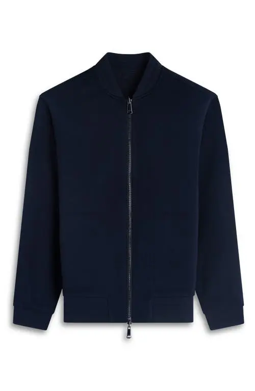 Bugatchi Soft Touch Knit Reversible Bomber Jacket - Navy
