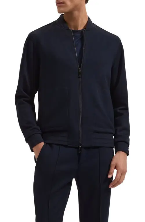 Bugatchi Soft Touch Knit Reversible Bomber Jacket - Navy