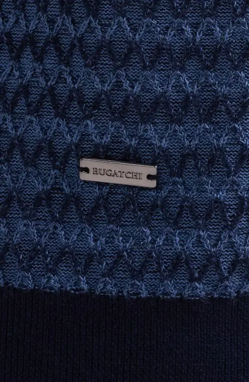 Bugatchi Short-sleeve Honeycomb Knit Cardigan - Navy