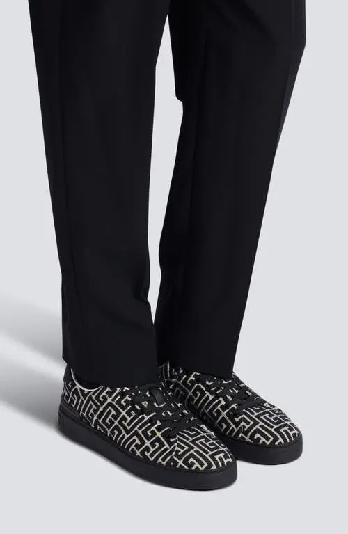Balmain B Court Monogram Jacquard Low Top Sneaker - Black/ivory