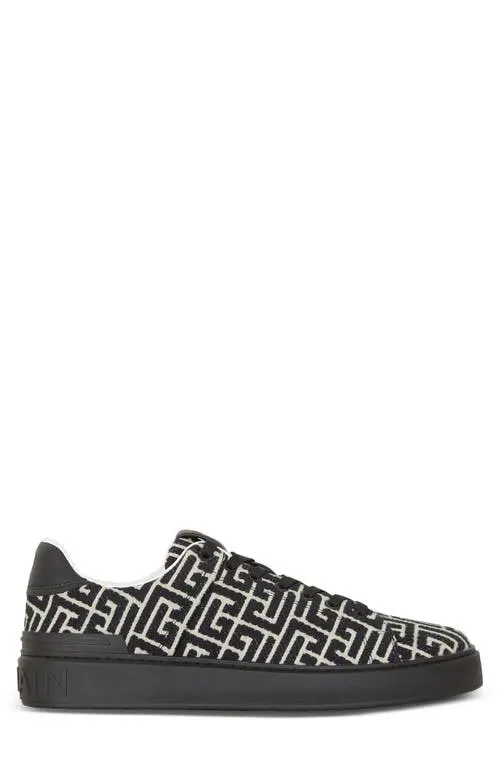 Balmain B Court Monogram Jacquard Low Top Sneaker - Black/ivory