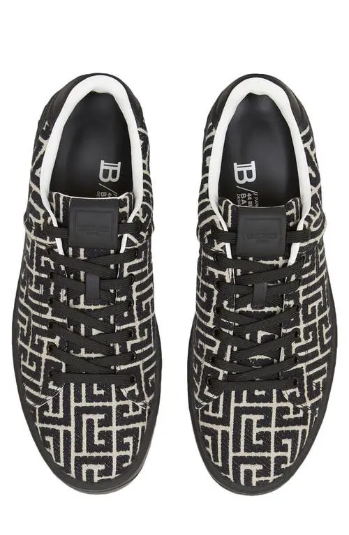 Balmain B Court Monogram Jacquard Low Top Sneaker - Black/ivory