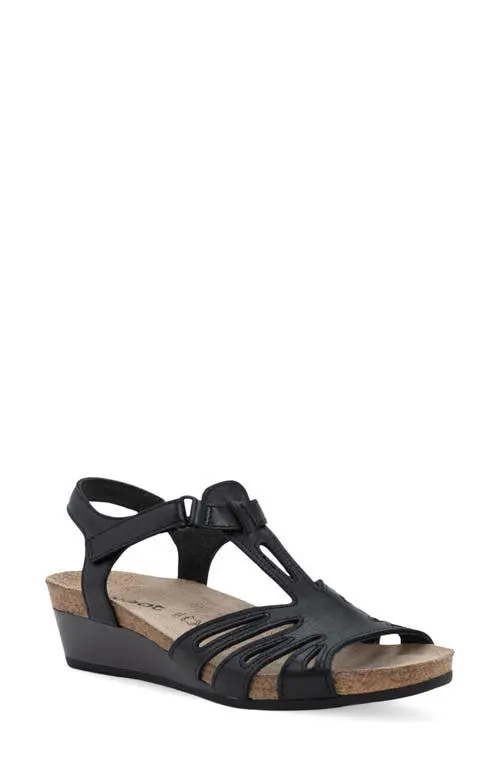 Naot Starlet Wedge Sandal - Black Leather