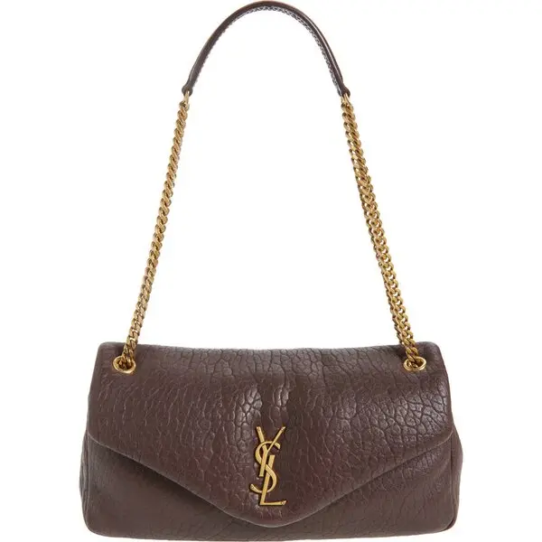 Saint Laurent Medium Calypso Leather Shoulder Bag - Raisin