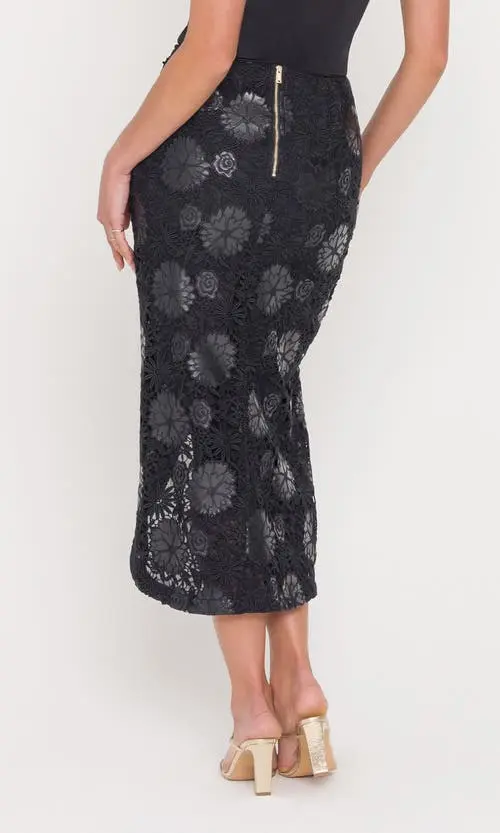Generation Love Vegan Leather Guipure Skirt