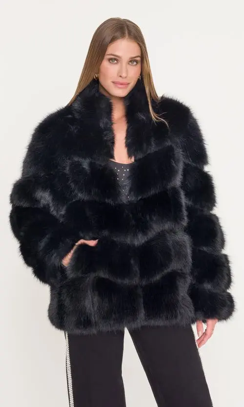 Generation Love Louisa Faux Fur Jacket - Black