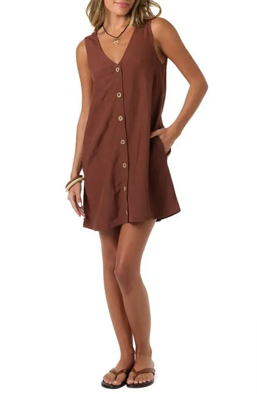 O'Neill Sanders Button-up Mini Dress - Coconut Brown