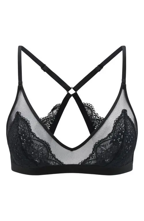 THIRDLOVE All Day Lace Unlined Racerback Bralette - Black
