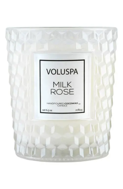 Voluspa Roses Classic Textured Glass Candle - Milk Rose