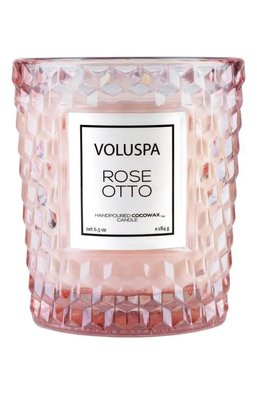 Voluspa Roses Classic Textured Glass Candle - Rose Otto