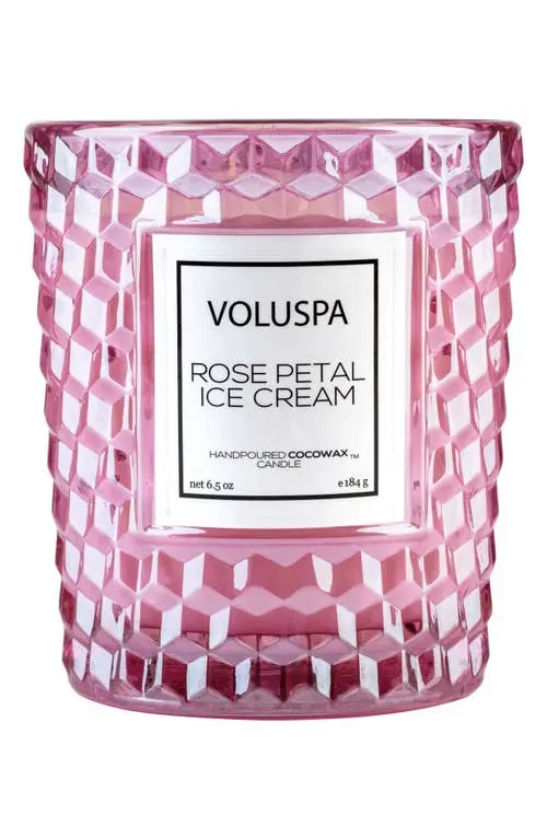Voluspa Roses Classic Textured Glass Candle - Rose Petal Ice Cream