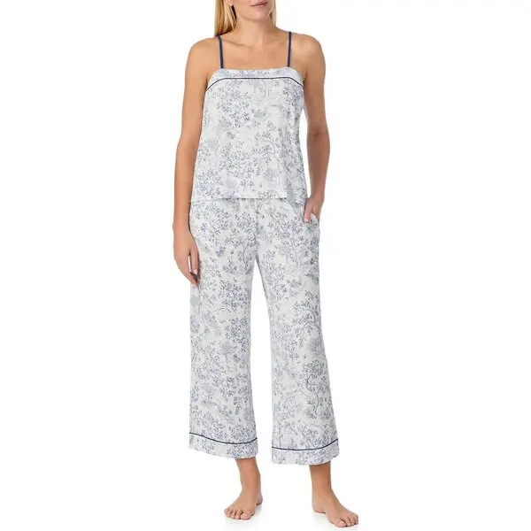 Kate Spade New York Print Crop Pajamas - White/green Print