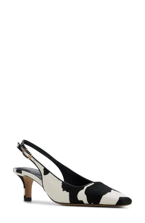 Aldo Gabrielle Calf Hair Slingback Pump - White/black
