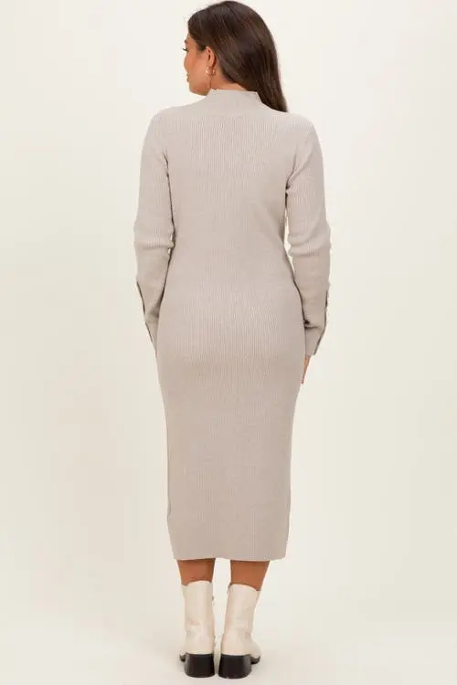 PINKBLUSH Button Sleeve Sweater Midi Dress