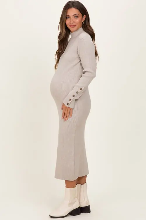 PINKBLUSH Button Sleeve Sweater Midi Dress