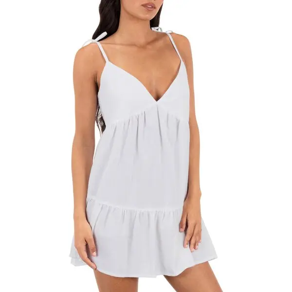 Hurley Tiered Cover-up Minidress - White