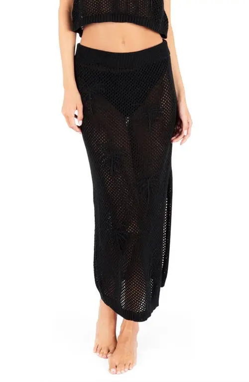 Hurley Embroidered Open Knit Midi Skirt - Black