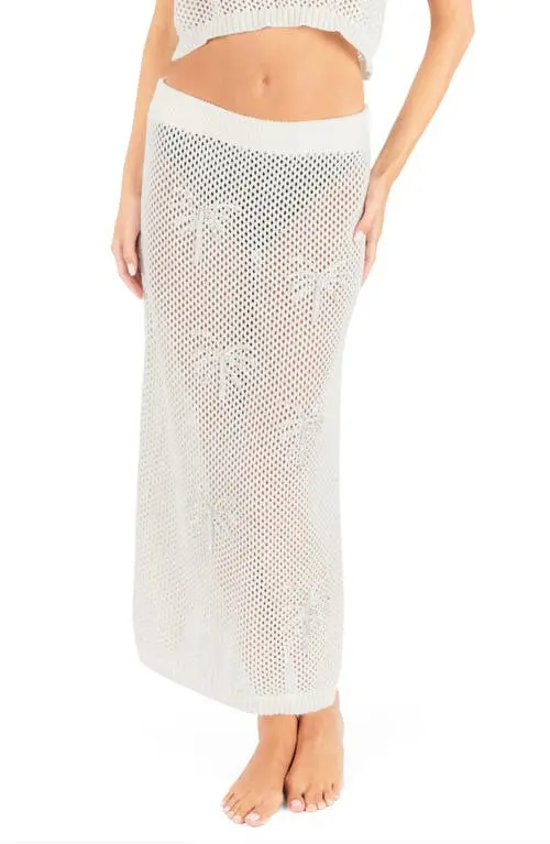 Hurley Embroidered Open Knit Midi Skirt - Egret