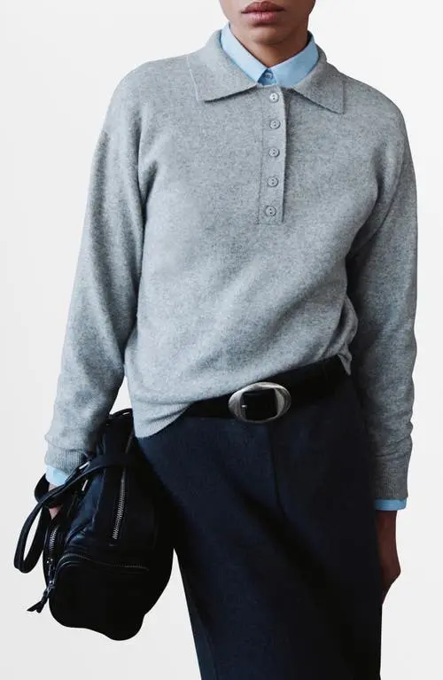 Mango Polo Sweater - Light Heather Grey