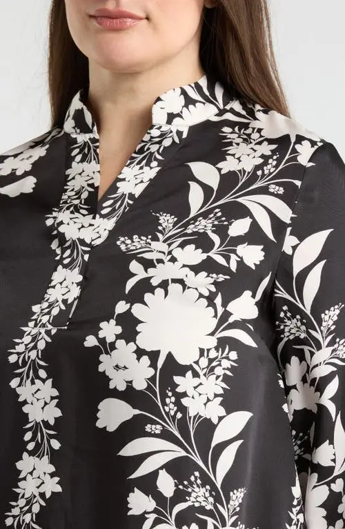 Anne Klein Floral Print Popover Blouse