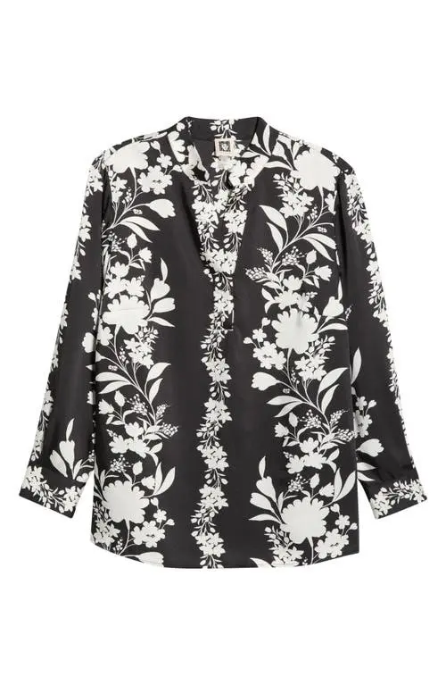 Anne Klein Floral Print Popover Blouse