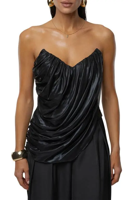 JLUXLABEL Soirée Draped Corset Top - Black